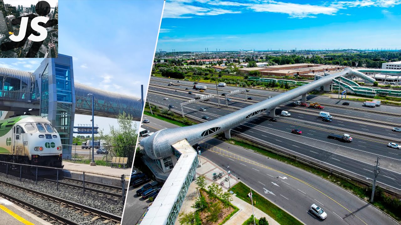 World's Longest Enclosed Pedestrian Bridge & Pickering GO Station Tour ...