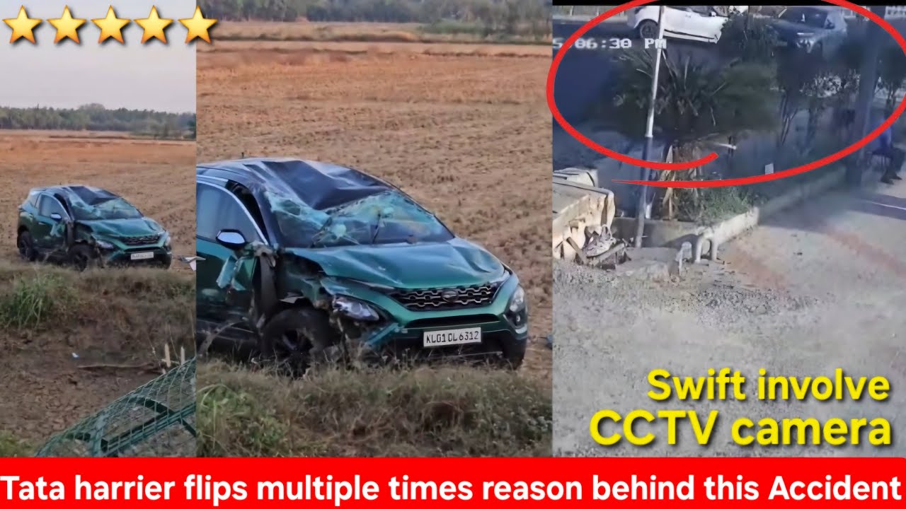 Tata Harrier Falls Off Bridge After Swift Collision | CCTV Footage ...