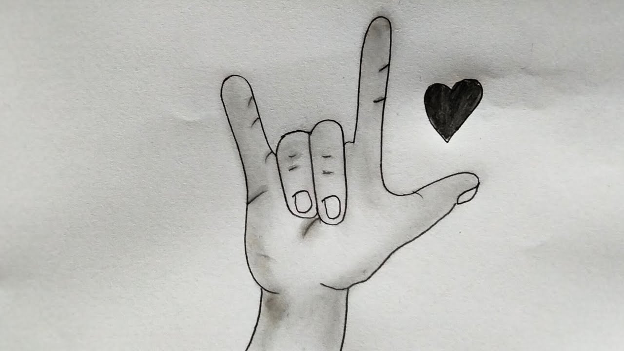 How to Draw Hand Drawing || Easy Hand and Heart Drawing Step by Step ...