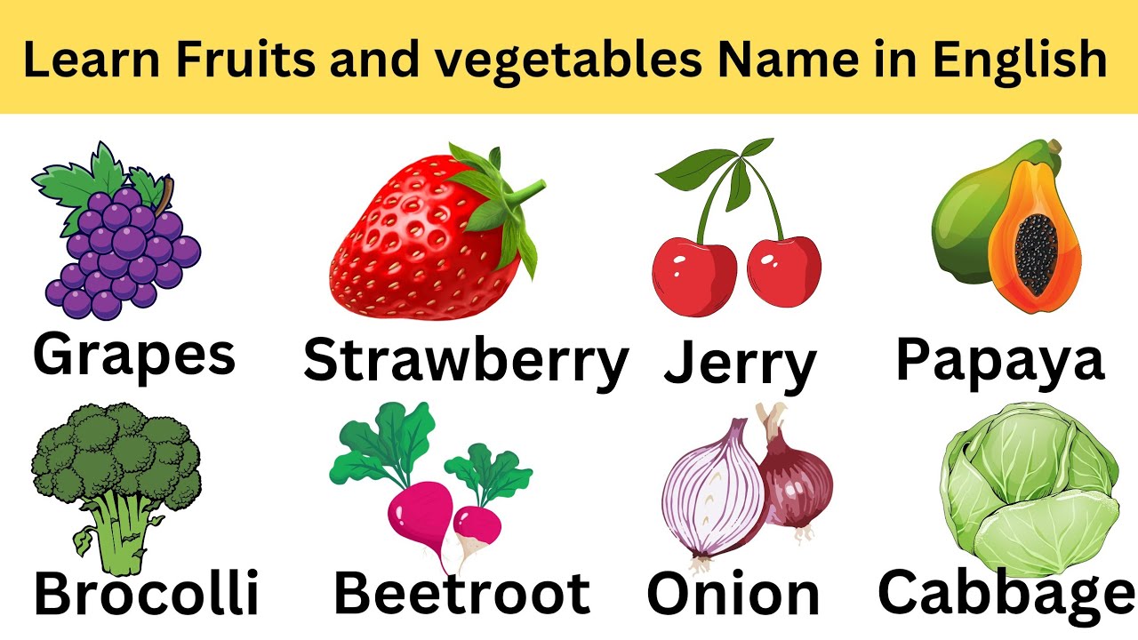 Fruits & Vegetables Vocabulary for English Learners l Learn Fruits and ...