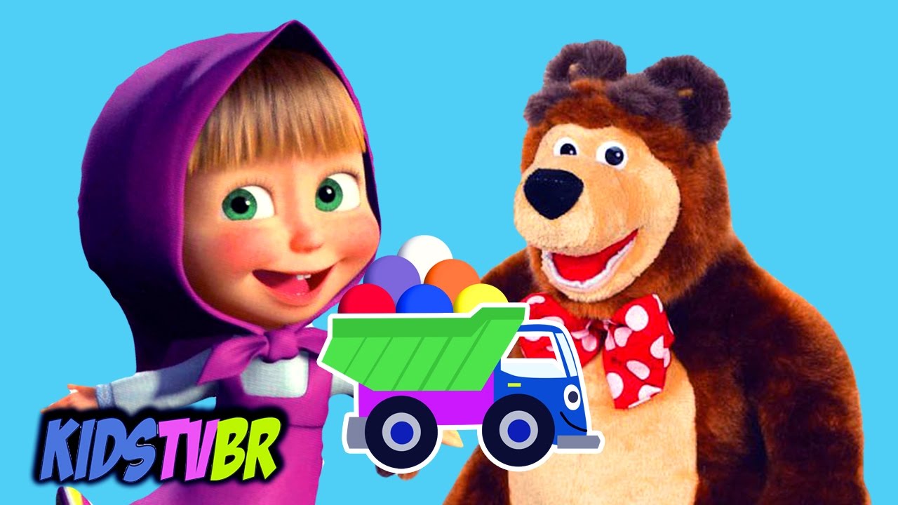 MASHA AND THE BEAR TRUCK COLORS FOR CHILDREN TO LEARN WITH COLORS ...