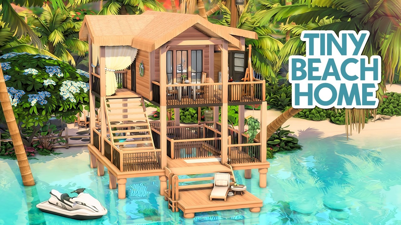 TINY MODERN BEACH HOUSE 🌊 The Sims 4 Speed Build (no talking) | No CC ...