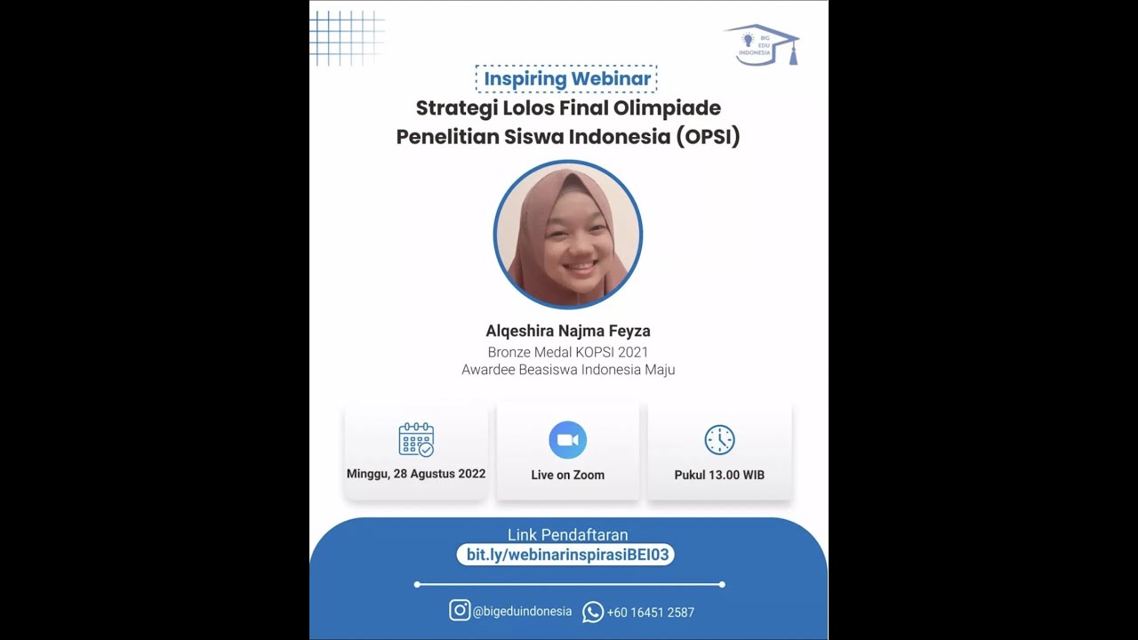 INSPIRING WEBINAR: STRATEGI LOLOS OLIMPIADE PENELITIAN SISWA INDONESIA ...