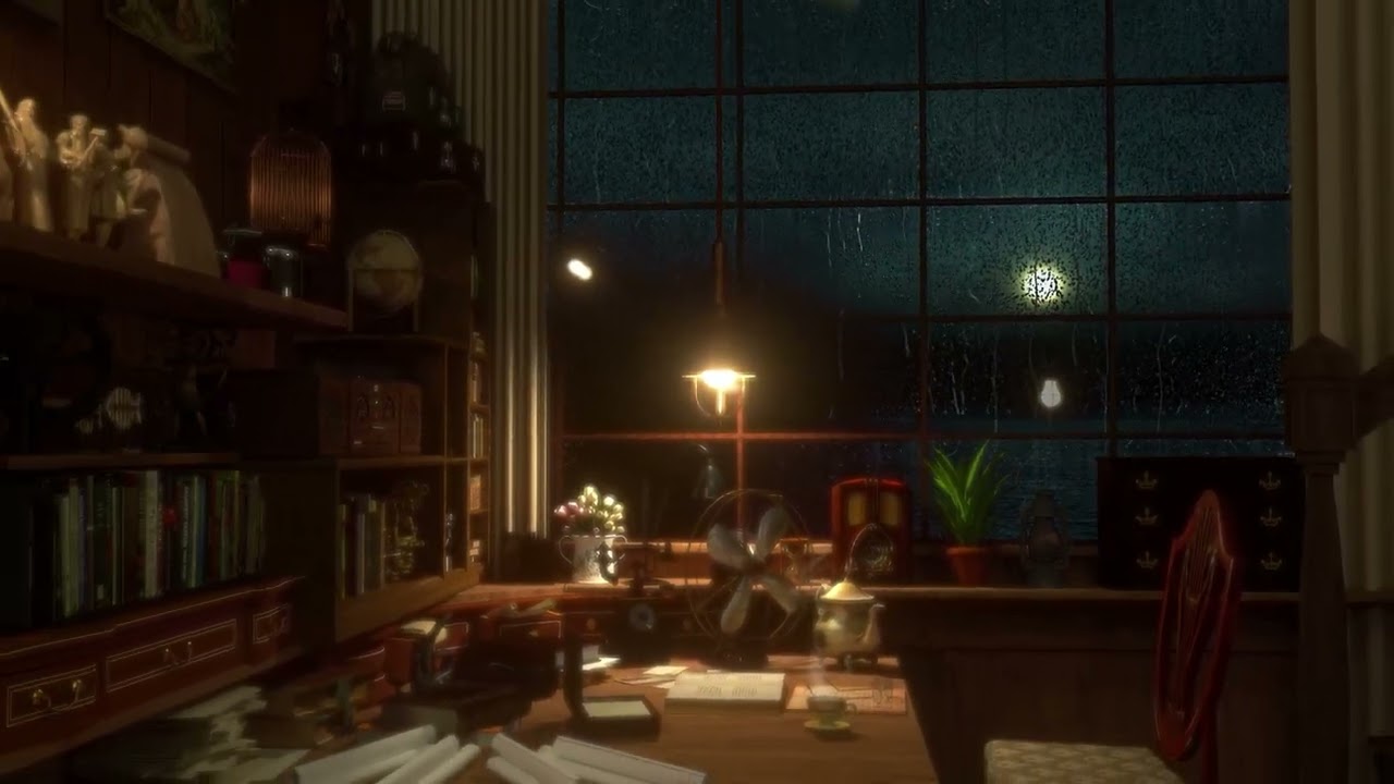 Lighthouse Keeper's Room | Rain on window at Night 8 Hours Sleep | Cozy ...