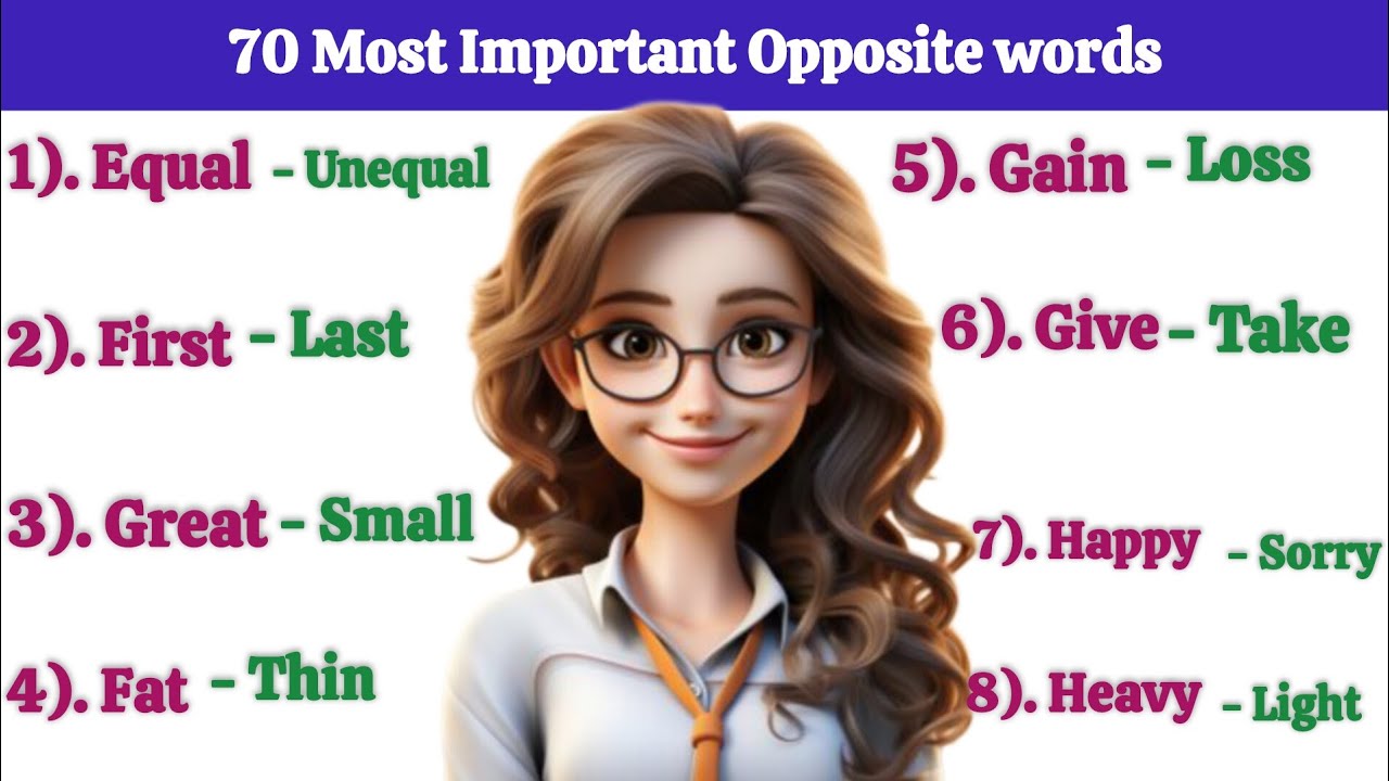 70 Most Important Opposite words||Englishgrammar #Englishspoken# ...