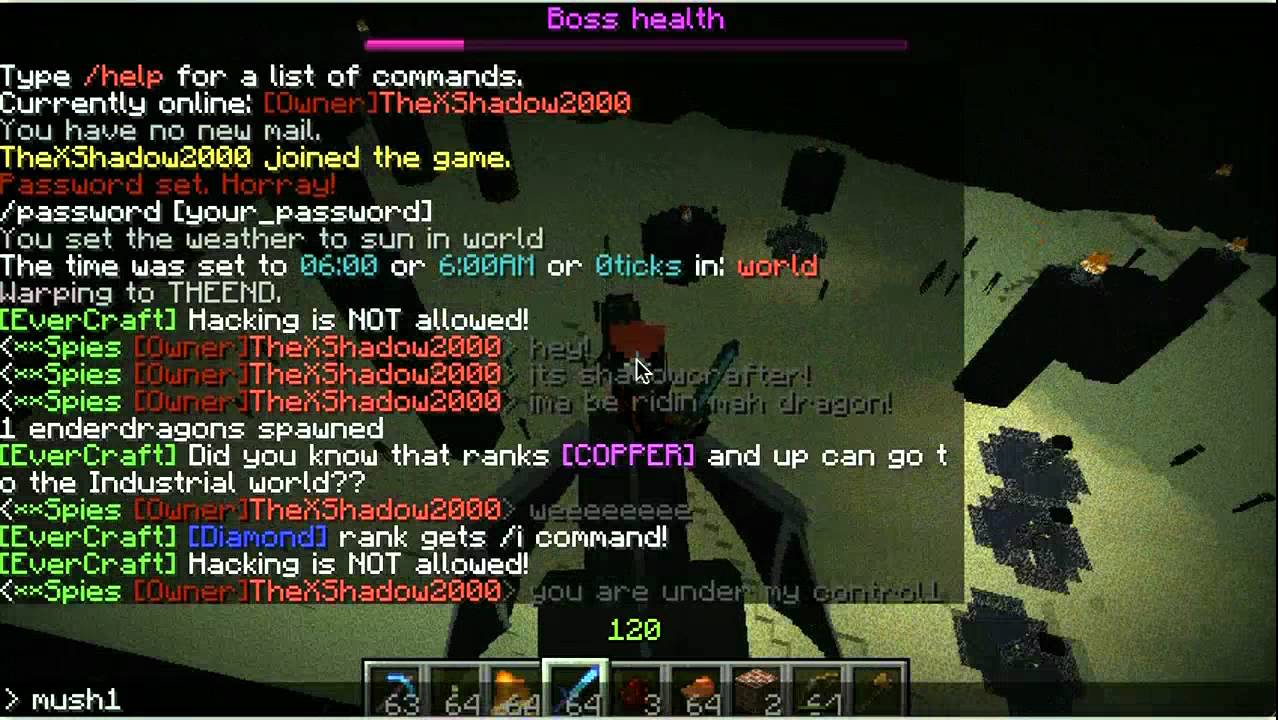 Minecraft: Riding an EnderDragon. (mobrider plugin) - YouTube