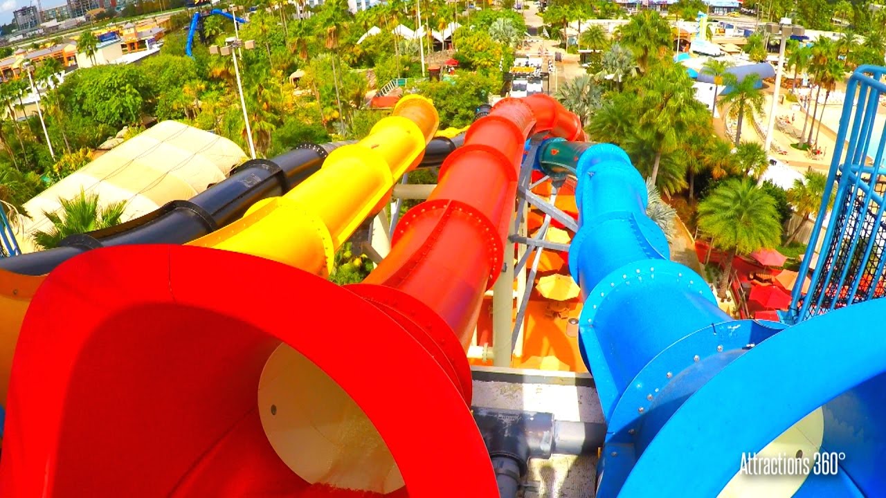 [4K] Aqua Drag Racer WaterSlide - Racing Water Slide - Wet n Wild ...