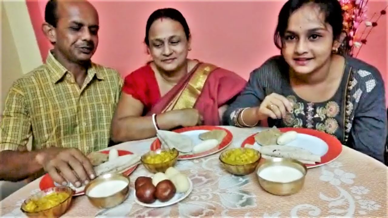 Dinner eating with Bengali food item | Roti | chana masala | suji ...