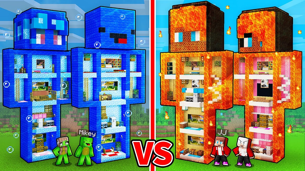 JJ and Mikey: Elemental Statue Family Battle in Minecraft - Maizen ...
