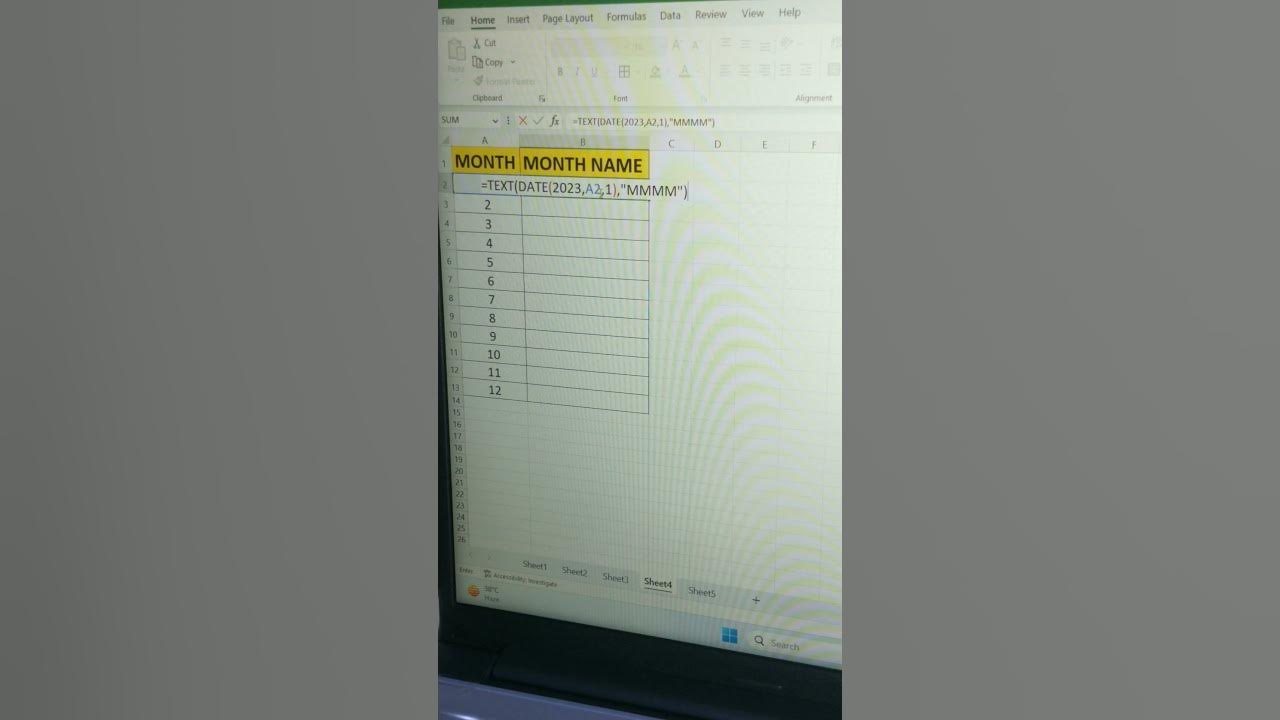 Convert Months Number Into Month Name In Excel Shots Excel Exceltutorial Exceltricks