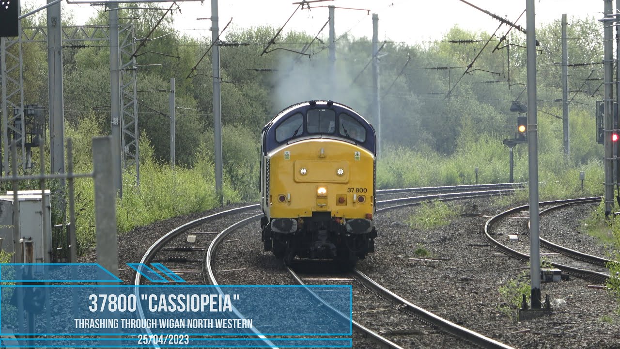 Rail Operations Group Class 37800 "Cassiopeia" Thrashing Through Wigan ...