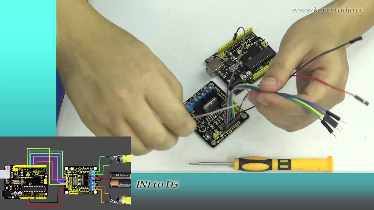 ks0063 keyestudio L298N motor driver module - YouTube