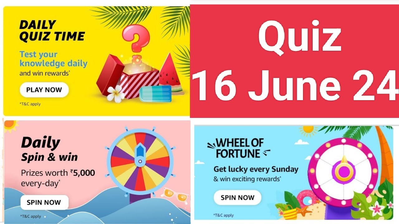 Amazon Quiz Time//Daily Spin and Win & Amazon Weekly Wheel of fortune ...