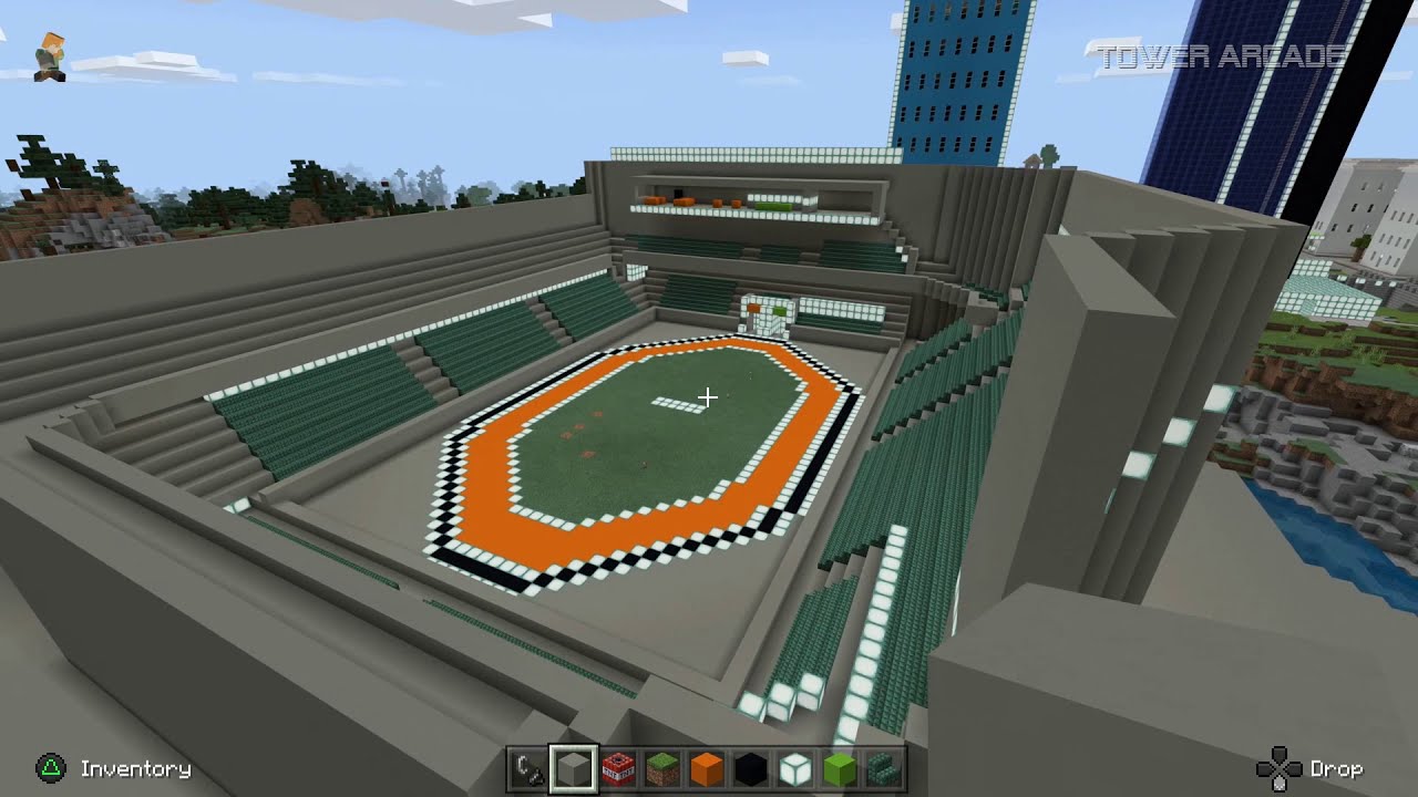 P88 My Minecraft City Sports Village Building a Stadium - YouTube