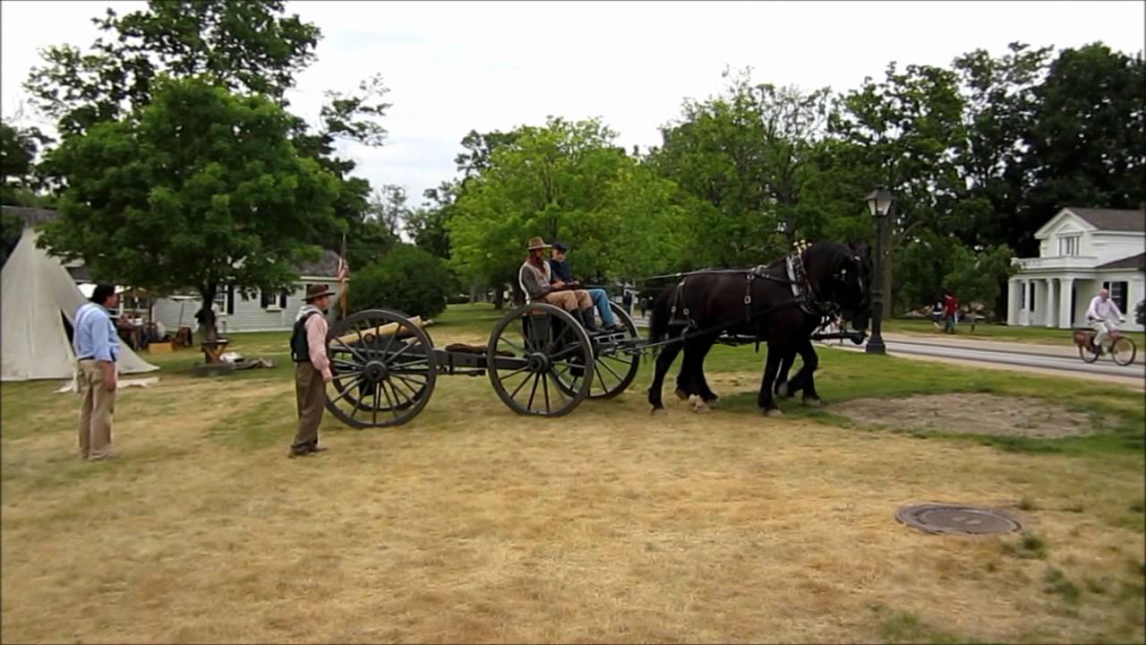 Percheron Horses Pulling the Union Cannon @ Greenfield Village - YouTube