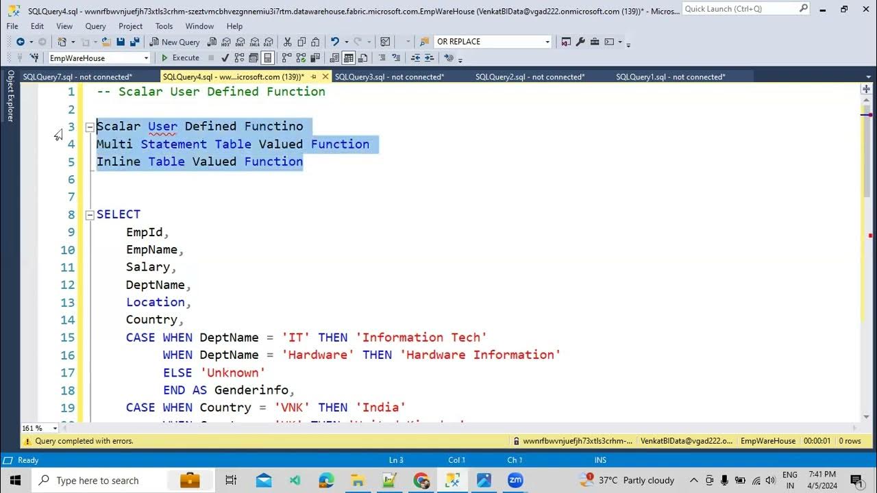 11.How to Create User defined Functions in Fabric DW Part 1 in MS Fabric in Telugu - YouTube