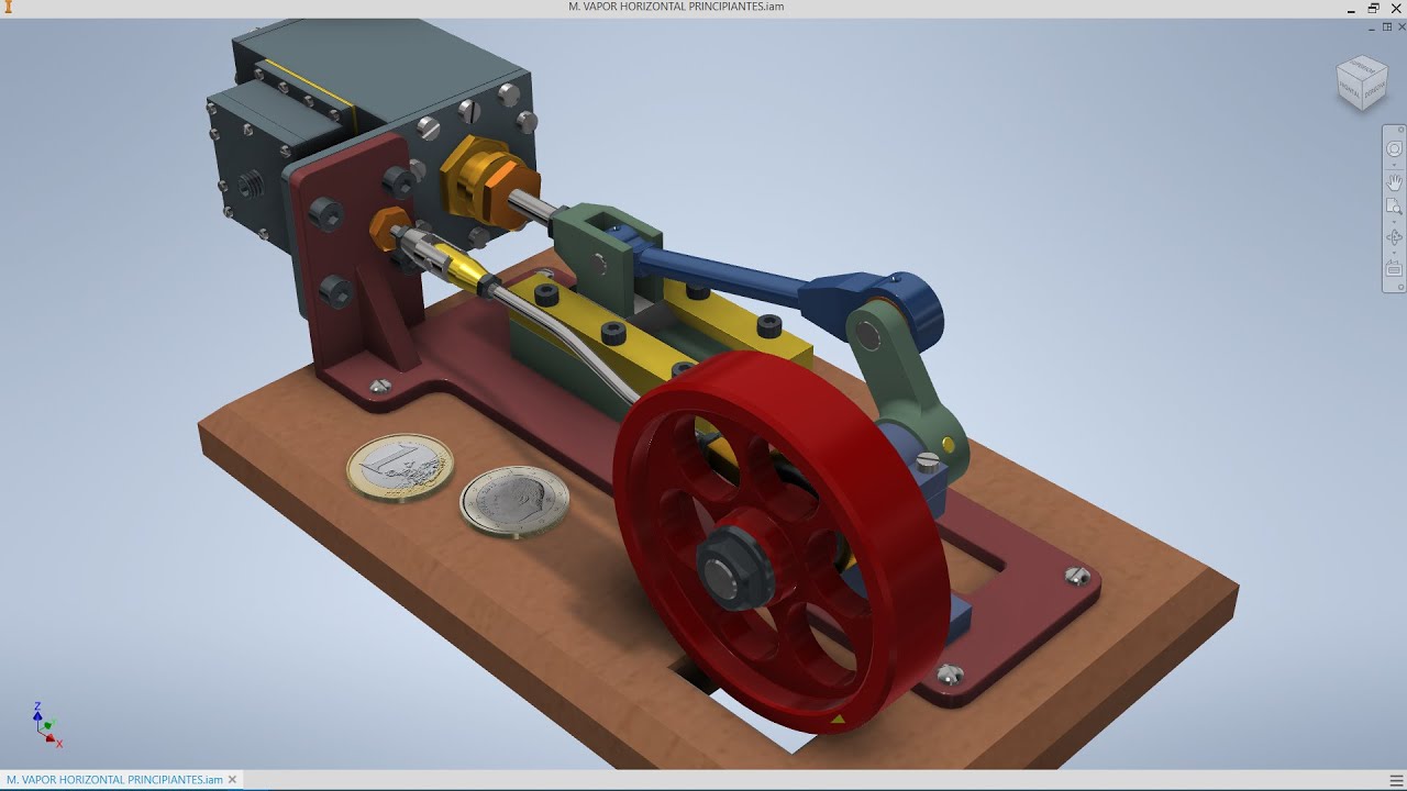 AUTODESK INVENTOR MAQUETA DE UNA MÁQUINA DE VAPOR HORIZONTAL PARA ...