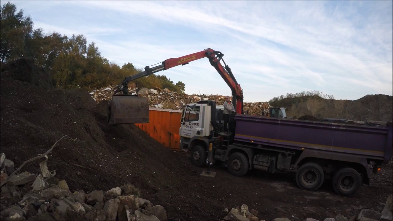 Grab truck & Loading shovel at work - YouTube