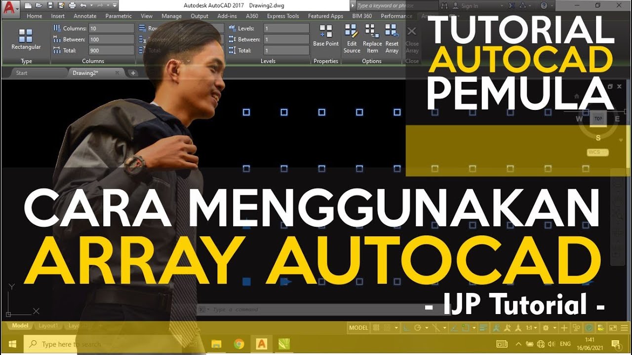 CARA MENGGUNAKAN ARRAY AUTOCAD - YouTube