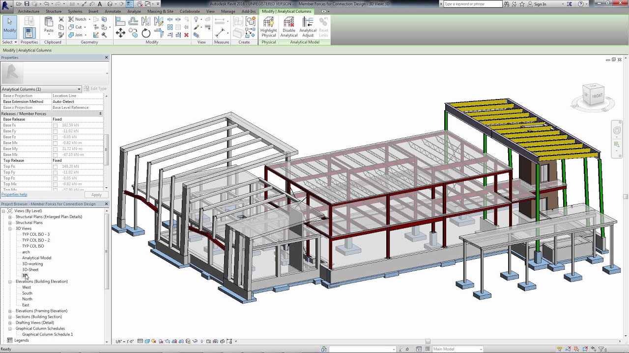 Revit Structure 2016 member forces for connection design - YouTube