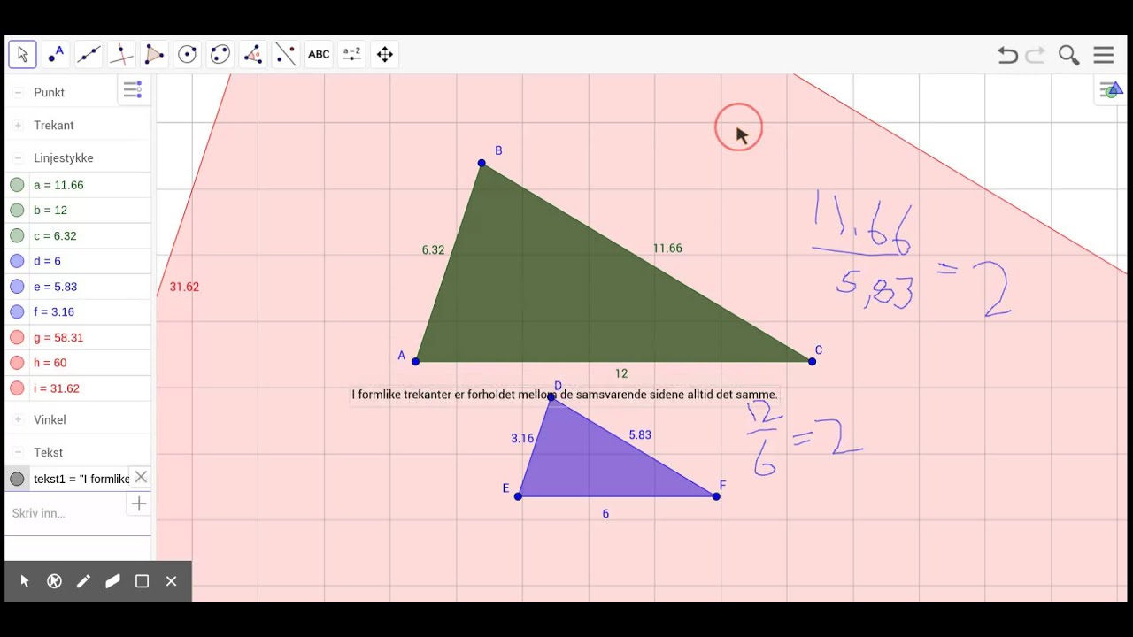 Formlike trekanter 1 - formlikhet og finne ukjent side - YouTube