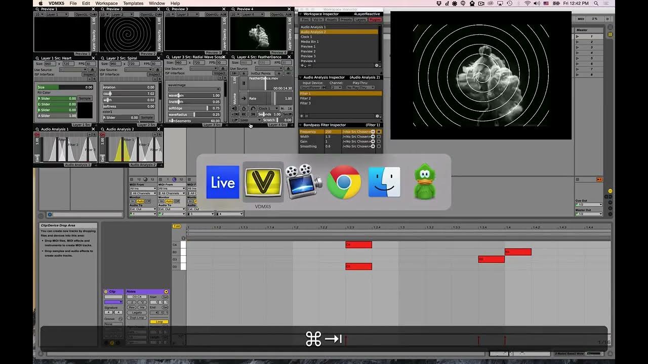 Sending multi track audio from Live to VDMX using Soundflower Ableton Live - YouTube