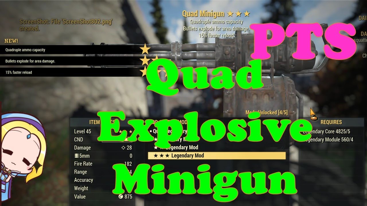 Fallout 76: PTS –Legendary Crafting: Quad Explosive MiniGun - YouTube