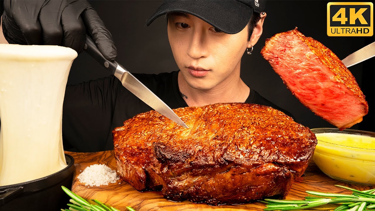 ASMR A5 JAPANESE WAGYU STEAK & CHEESE FONDUE MUKBANG | COOKING & EATING ...