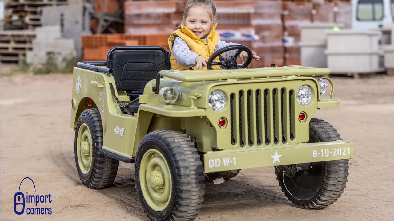 Auto camioneta jeep willy antiguo militar a batería 24v 4x4 3 niños ...