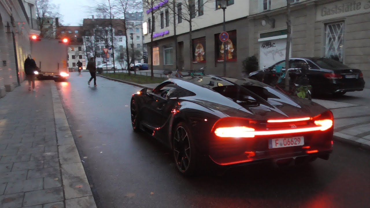 Trailer Bugatti Chiron + Veyron driving in Munich (22.11.17; 14:00 at ...