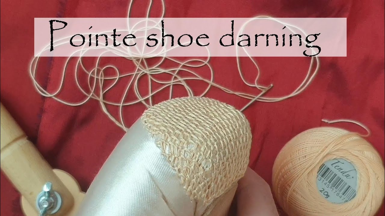 How to do Pointe shoe darning CLOSE UP (step by step instructions ...