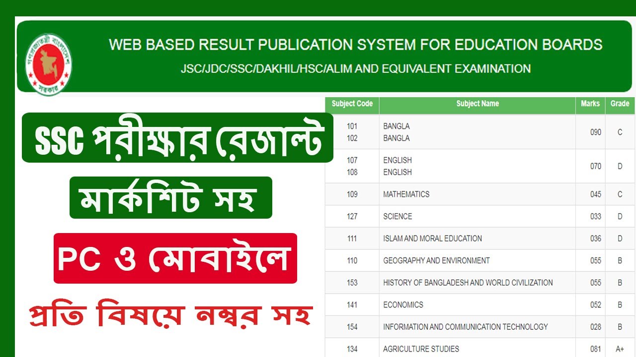 SSC Result With Mark Sheet How to Check Online | এস এস সি রেজাল্ট - YouTube