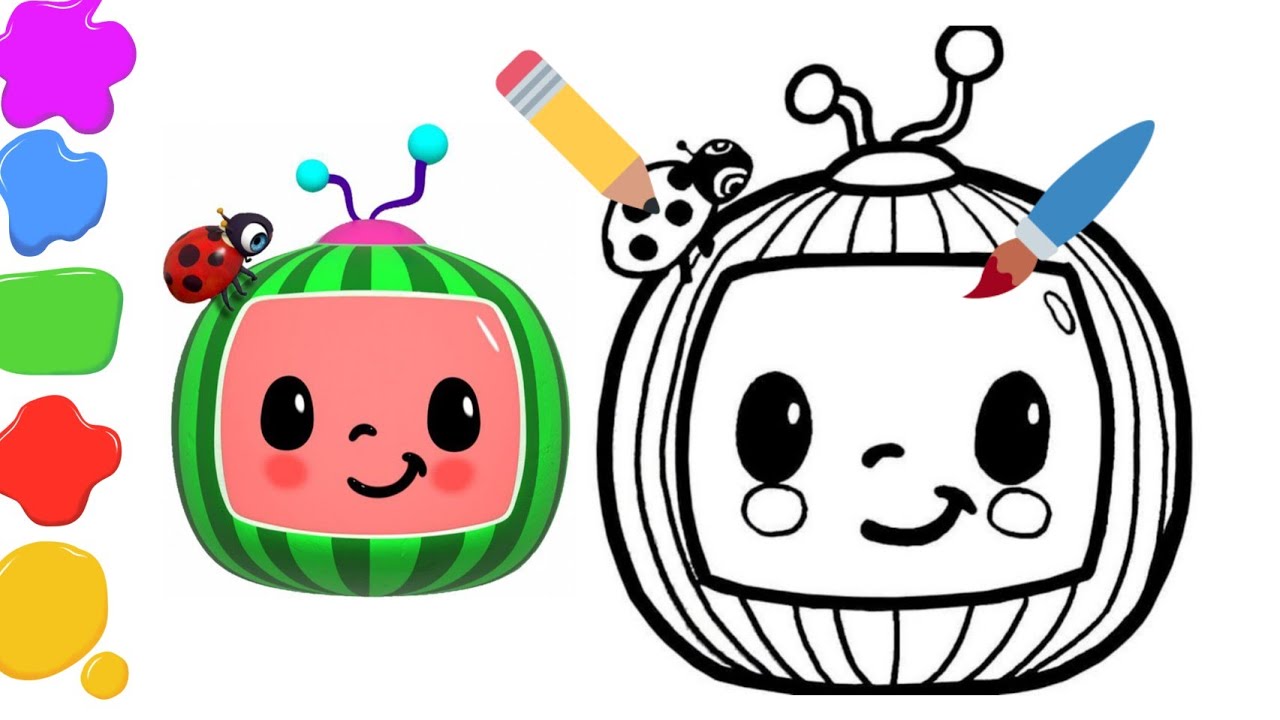 cocomelon logo drawing and colouring for kids , how to draw a cocomelon ...