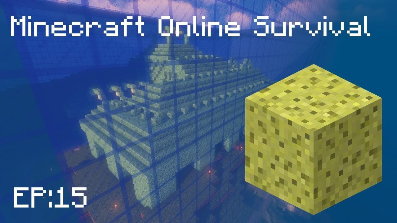 Minecraft Online Survival - ep15 Ocean Monument Base - YouTube