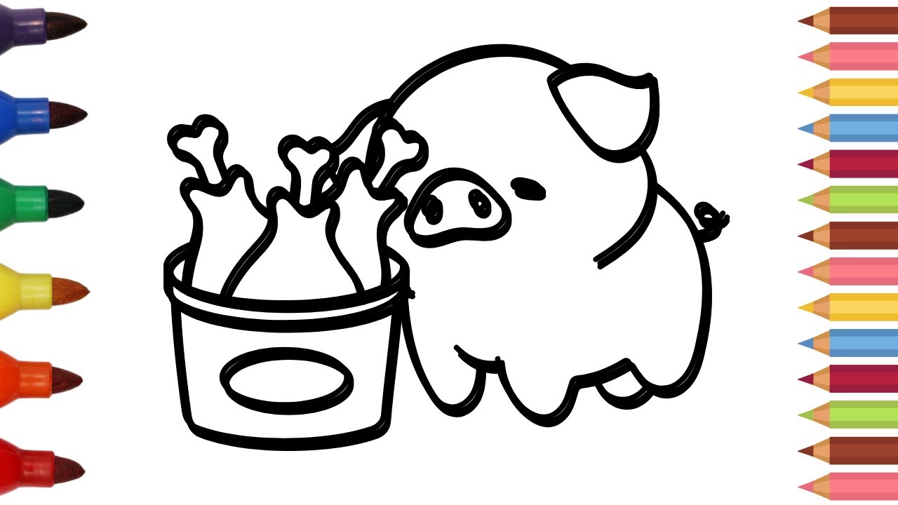 How To Draw Cute Pappa piggy Drawing,Painting & Coloring For Kids and ...