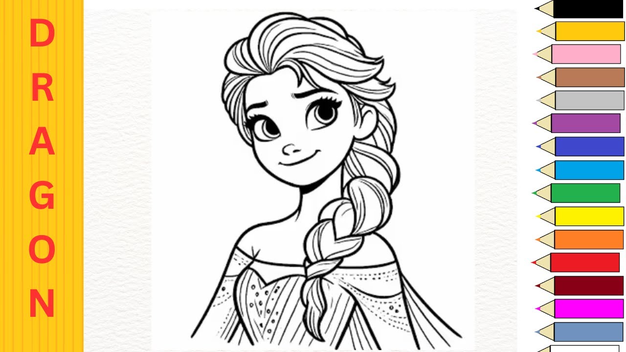 How to Draw Beautiful Elsa from Frozen | Easy Drawing & Coloring ...
