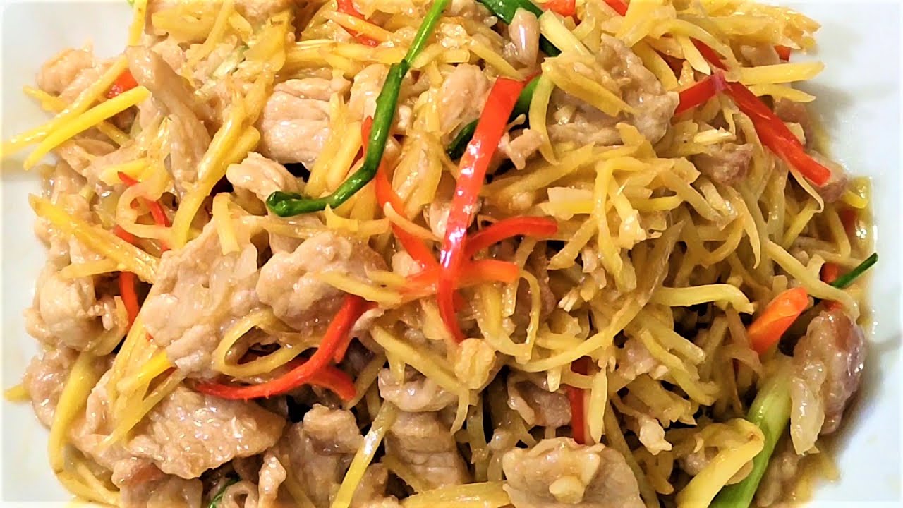 Stir Fried Ginger with Pork Recipe - ឆាខ្ញីជាមួយសាច់ជ្រូក - YouTube