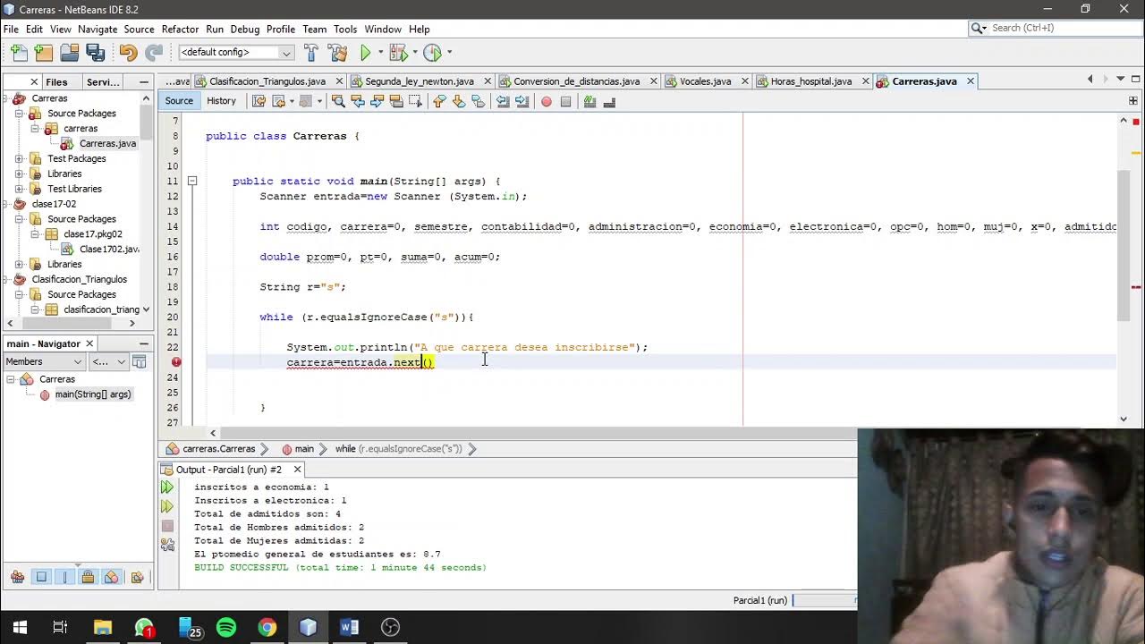 Selección de carreras en Java - YouTube