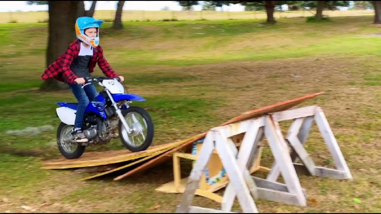 BACKYARD RAMP BUILDING | How Far Can We Send the TTR110 Pit Bike - YouTube