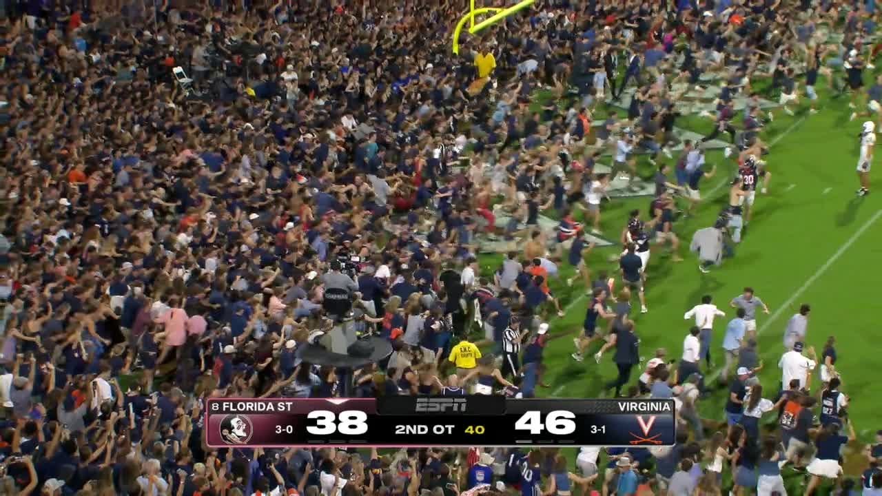 Virginia fans RUSH THE FIELD after upsetting No. 8 Florida State 😱 ...