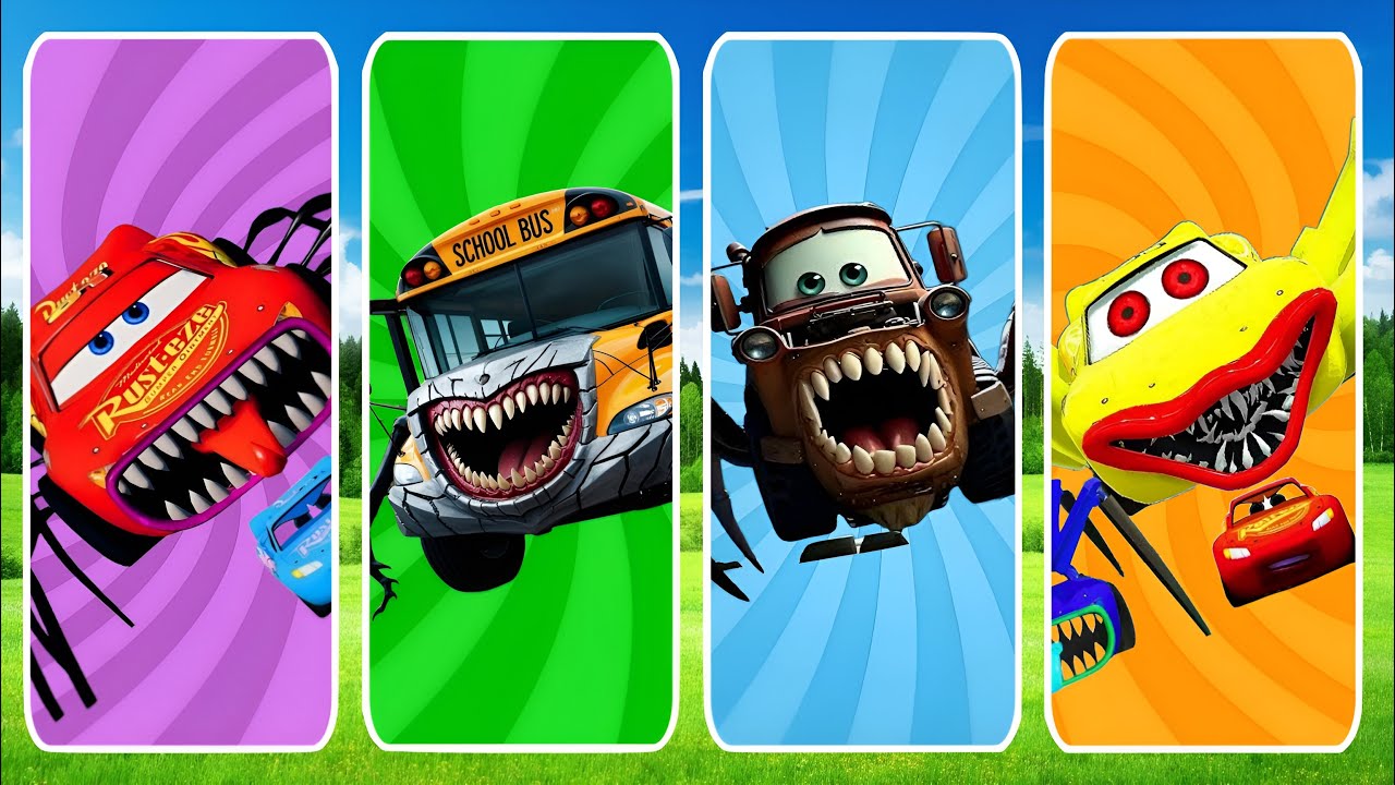 Lightning Mcqueen Eater 🆚 Bus Eater 🆚 Mater Eater 🆚 Yellow McQueen ...