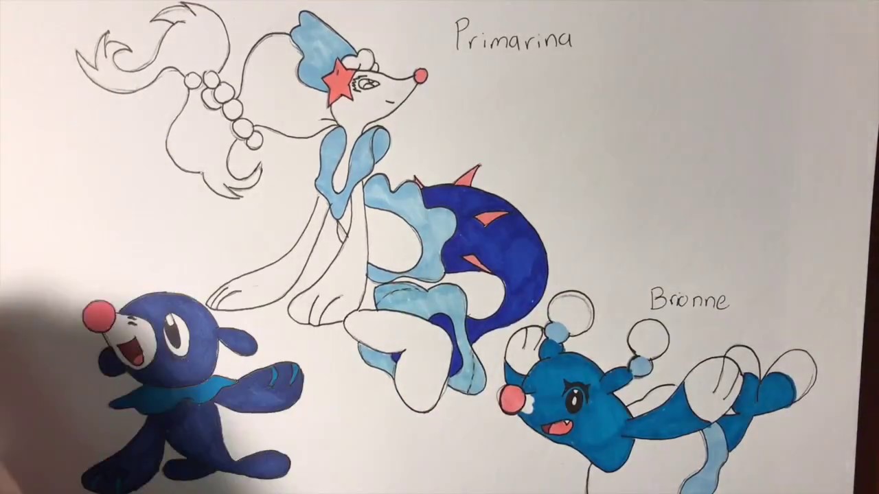 Speed Drawing Popplio, Brionne, AND Primarina - YouTube