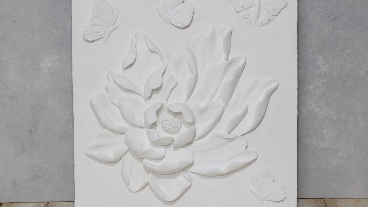 How to make Flower and Butterflies with PLASTER ART/Bas-relief - YouTube