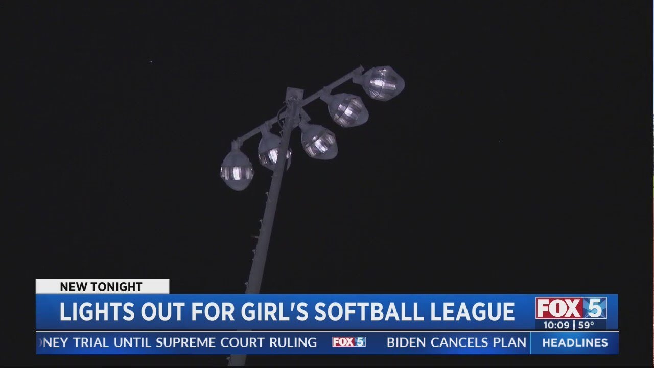 Lights out for girls softball league - YouTube