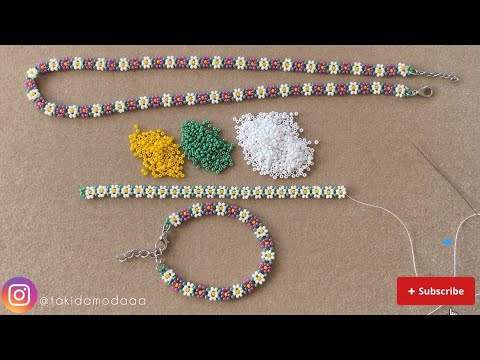 Kolay Papatya Kolye ve Bileklik Yapımı 🌸/ Easy Daisy Necklace and Bracelet Making