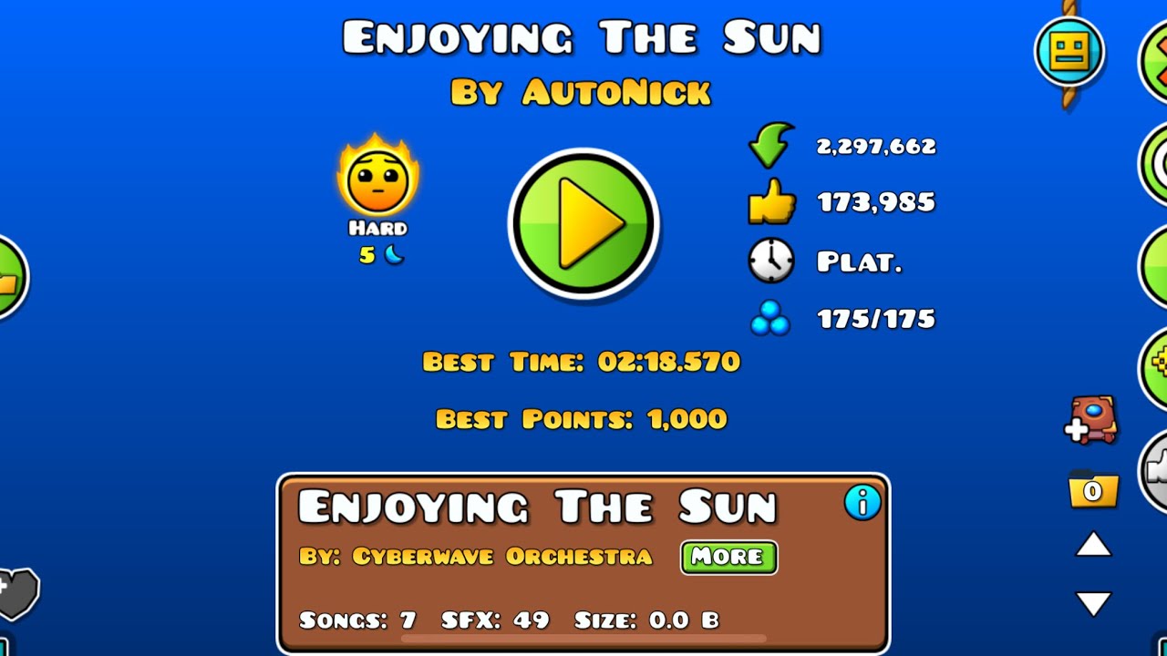 “Enjoying the Sun” - By Autonick - Geometry dash (all of the mini coins ...