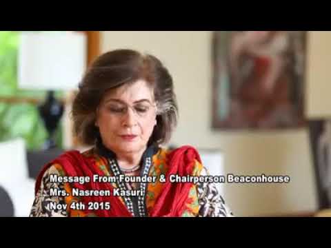 Message from founder & chairperson of Beaconhouse Mrs. Nasreen kasuri ...