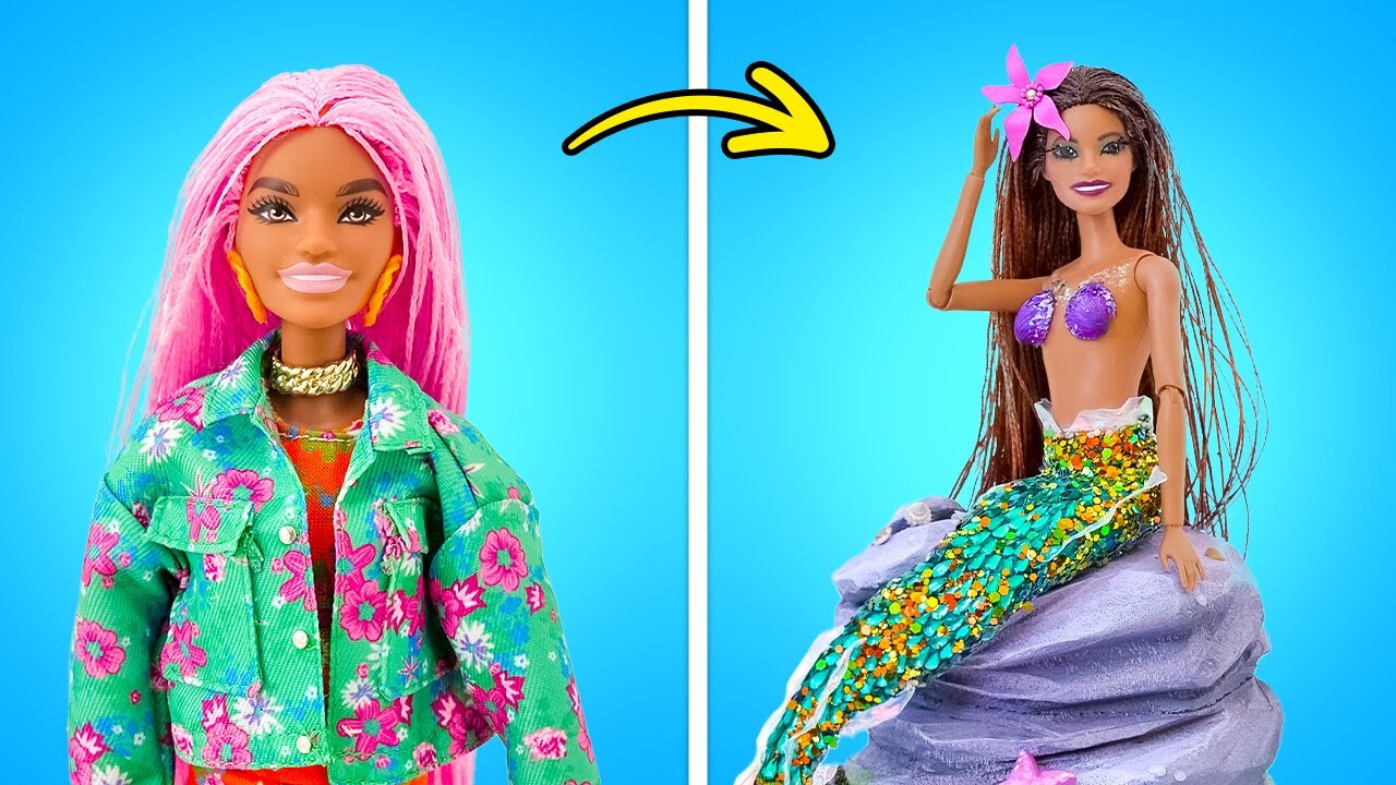 From Doll To Mermaid! Amazing Doll Transformations - YouTube