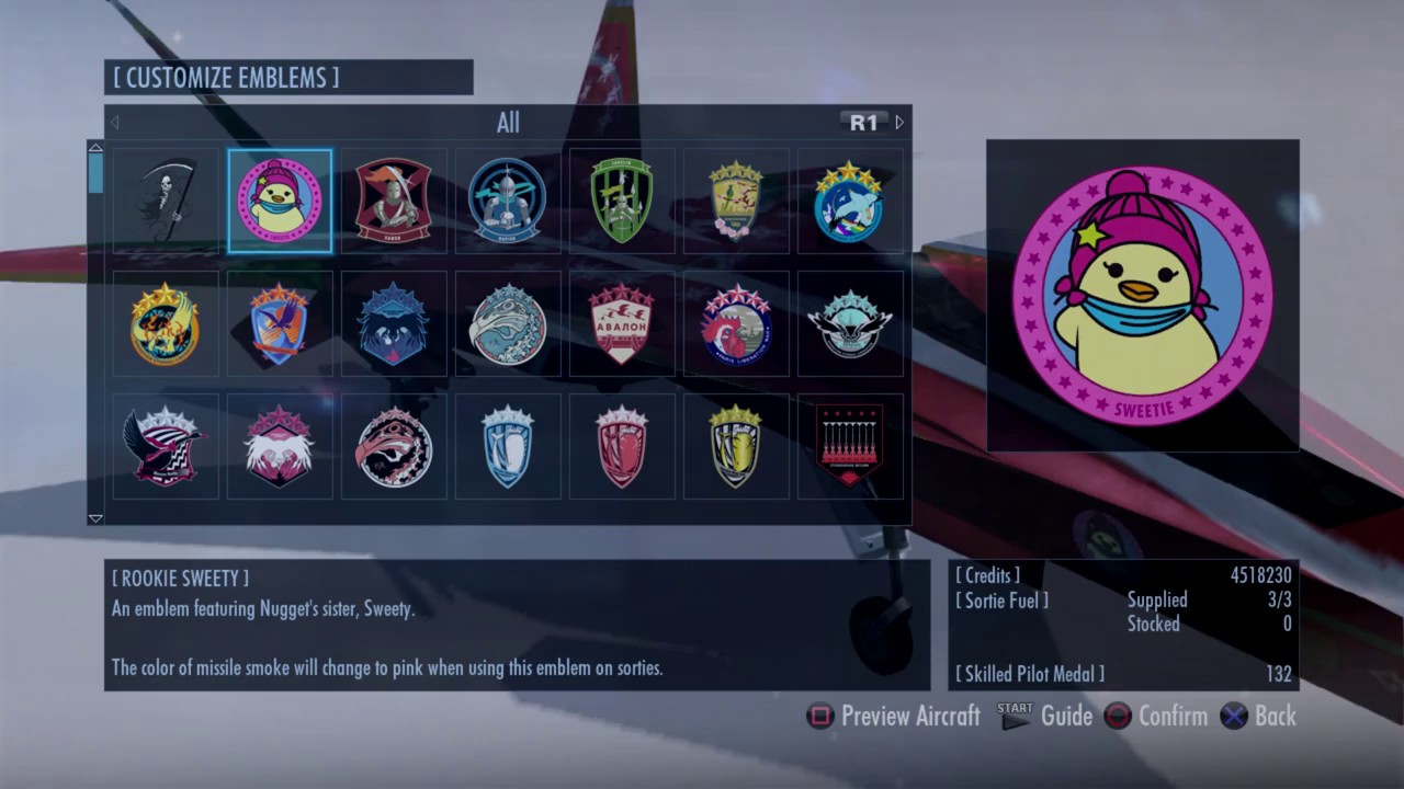 #135 Ace Combat Infinity Rokie Sweety Emblem Effect - YouTube