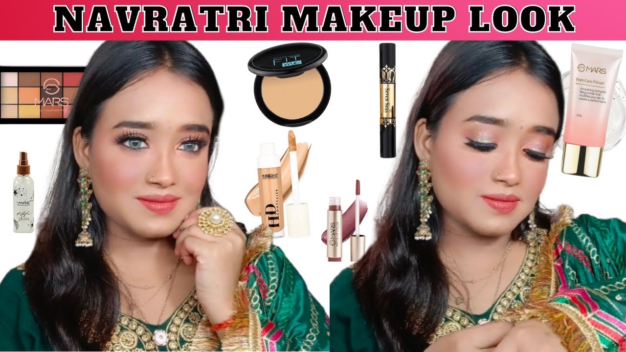 Navratri Makeup Look Series Day-4 ||Simple Festive Makeup Look With ...